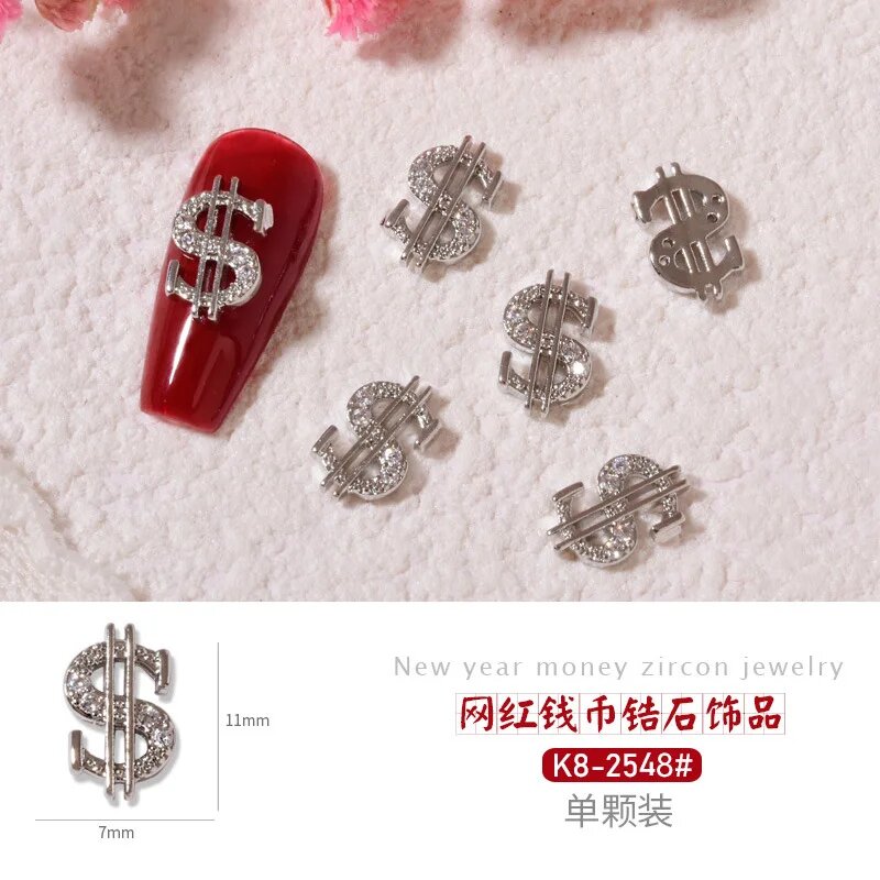 10 шт. шарм 3D знак доллара для ногтей OAKRGB 10Pcs Sign