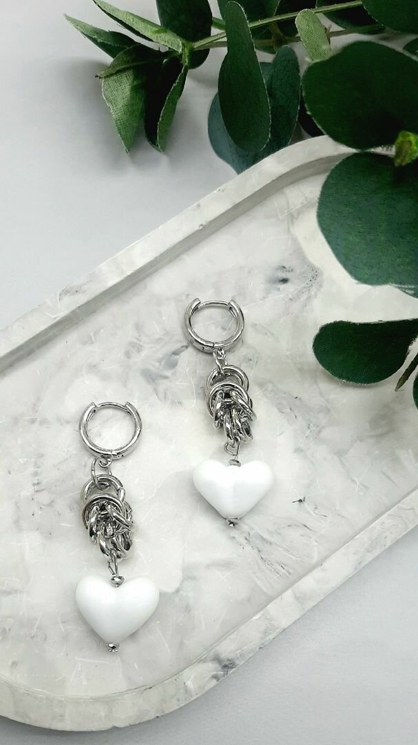 Серьги P.J. MURANO, серебряный, белый