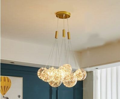 Креативная люстра RUIXTIPAD PL106 LED, круглый прозрачный стеклянный шар, золото