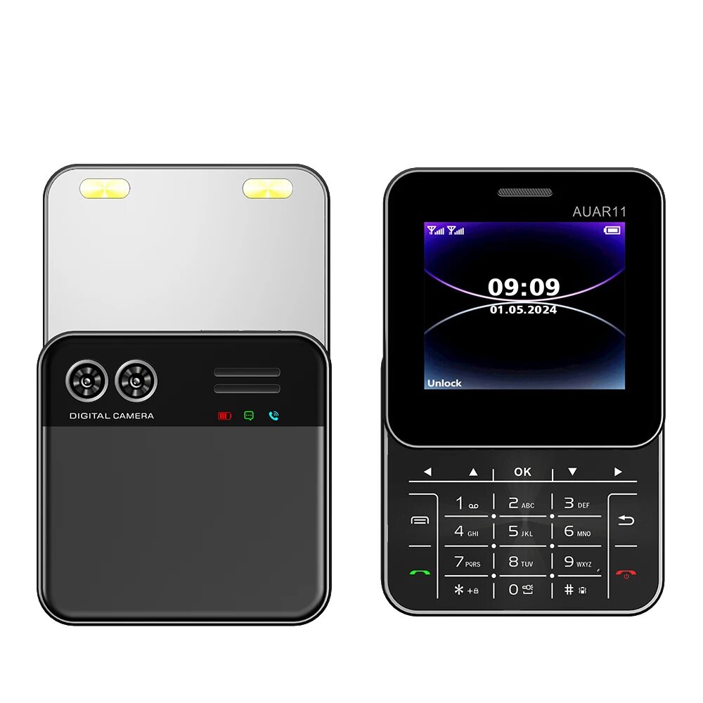 Новый стиль SERVO AUAR11, вращающийся мобильный телефон, 2G GSM, 2 SIM-карты, Черный, black