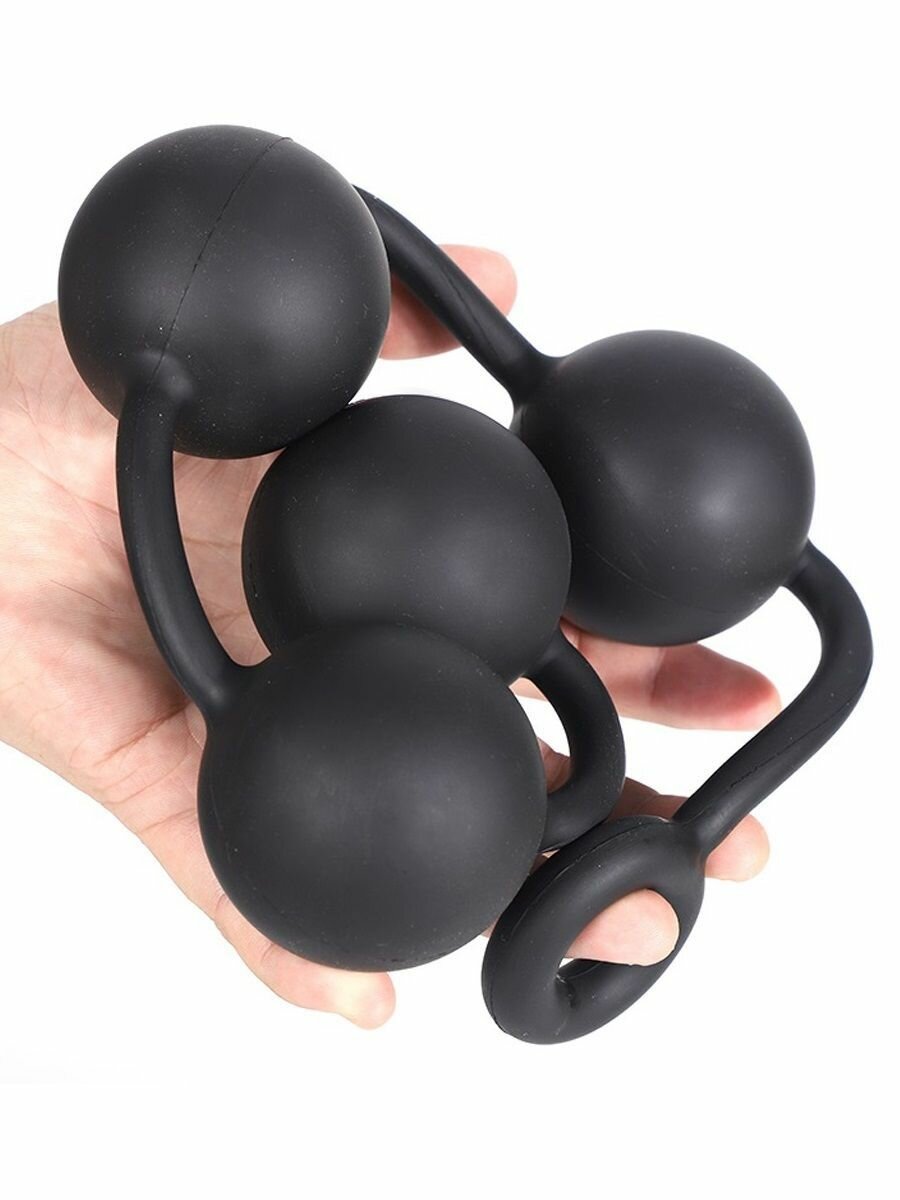 Огромная анальная цепочка "SUPER BIG BLACK ANAL SILICONE BEADS" 52см！