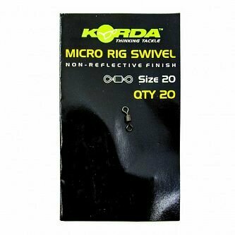 Вертлюжки Korda "Micro Rig Swivel", металл, 20 штук, двойные, черные