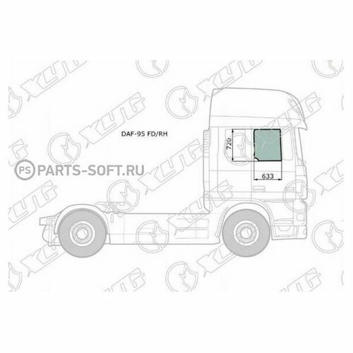 Стекло боковое опускное (Спереди/ Справа/ Цвет зеленый) Daf 95 88-08 / XF 06-12 Xyg daf95fdrh