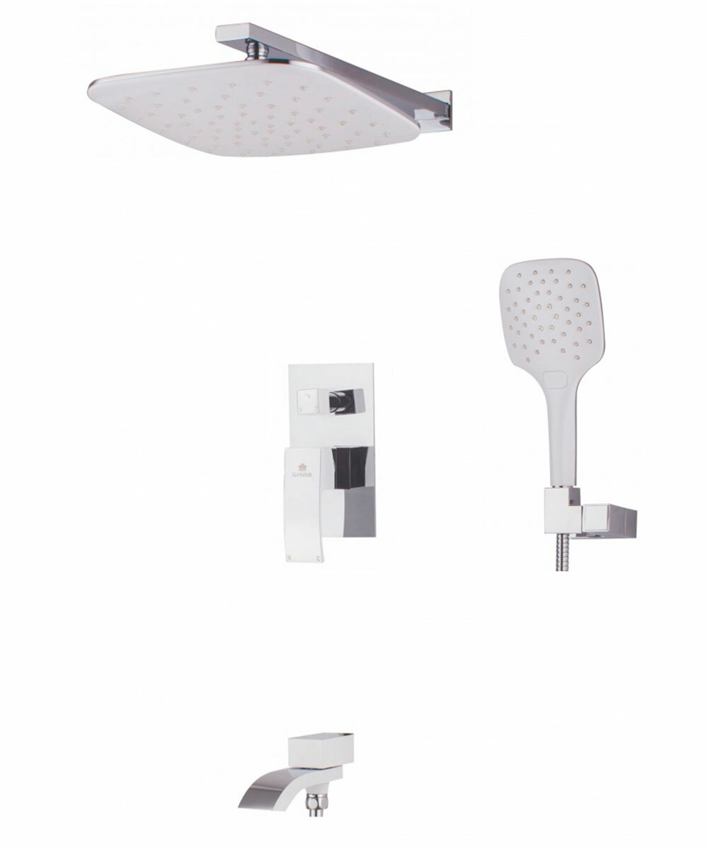 Душевая система скрытого монтажа с квадратным верхним душем GZ44065-F белый
