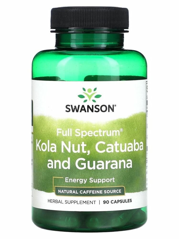 Кольский орех полного спектра, катуаба и гуарана, 90 капсул, Swanson