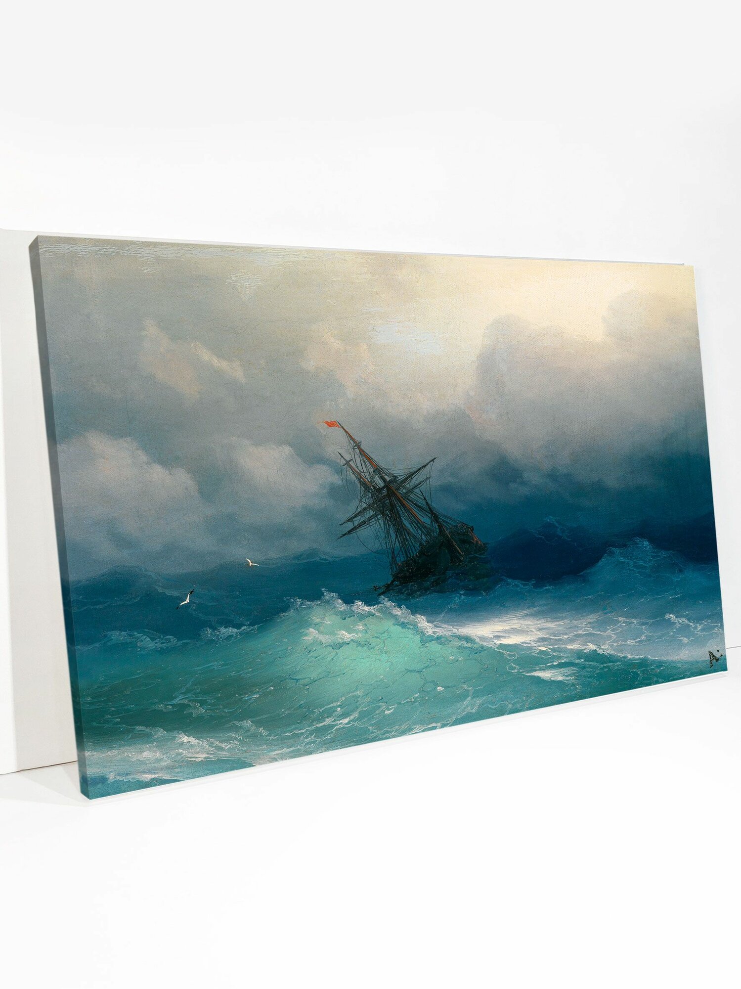 Картина Айвазовский Корабль среди бурного моря на холсте 30х40см