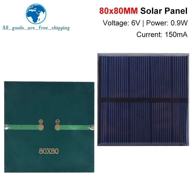 TZT1/3 шт. 6 В 150 мА 0,9 Вт Солнечная панель Поликристаллическая 80*80 мм Мини Солнечная система Sunpower DIY для зарядного устройства для сотового телефона