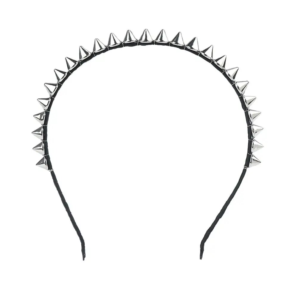 Серебристый ободок для волос с шипами