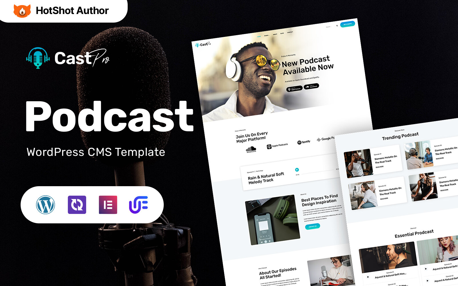 Подарочный сертификат на Шаблон для сайта Вордпресс с демоконтентом Castpro - Podcast And FM Radio Multipurpose WordPress Elementor Theme WordPress Theme