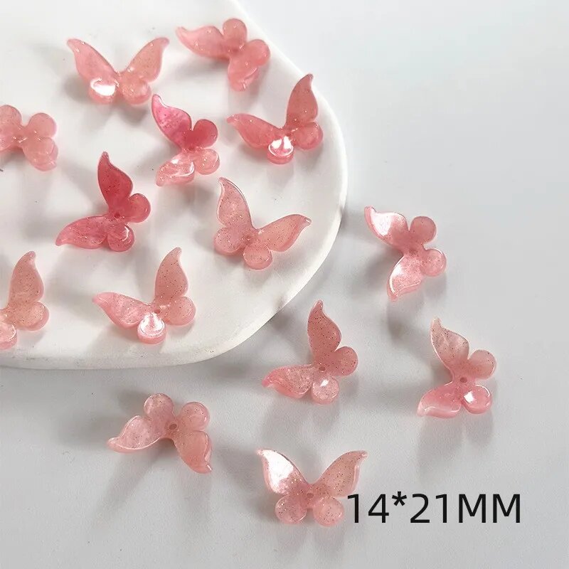 Розовые акриловые бабочки для бижутерии, 10шт, Color: 19