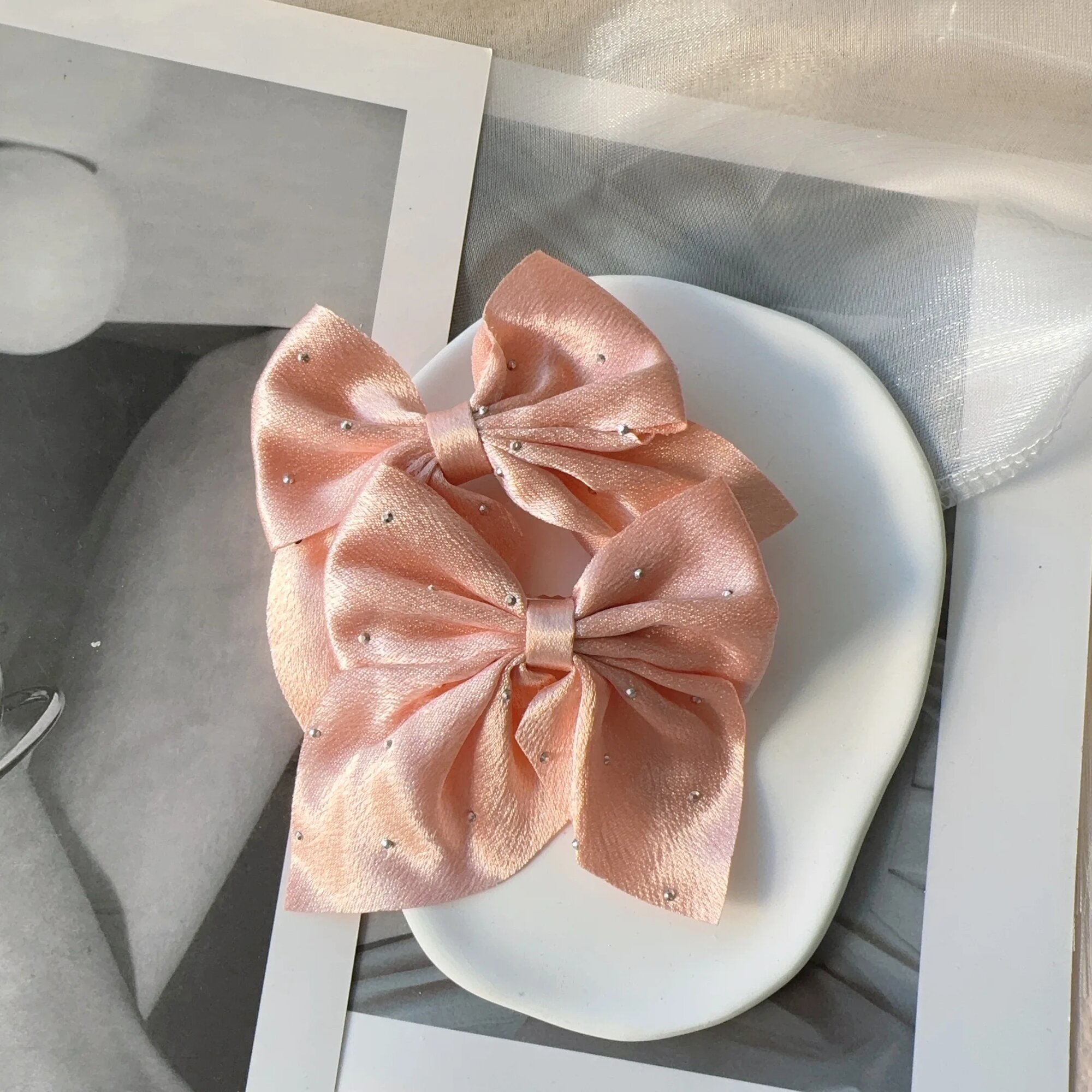 Детские заколки CUTE BOWS со звездами и красным бантом