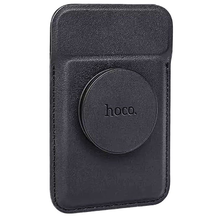Держатель магнитный попсокет Hoco GT6 Black, для телефона, с карманом для карт, черный
