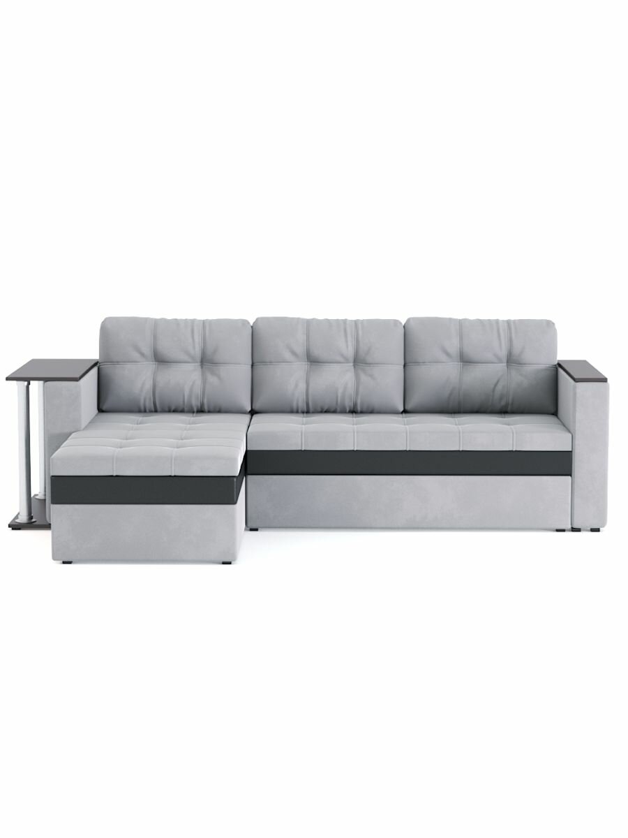 Угловой диван кровать Атланта угол универсальный со столиком Эконом велюр Зара Зара Лайт Грей 17