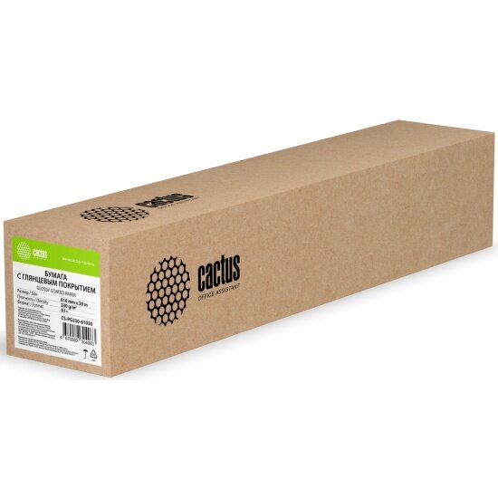 Бумага Cactus CS-PG230-61030 24"(A1) 610мм-30м/230г/м2/белый глянцевое универсальная (с покрытием) в