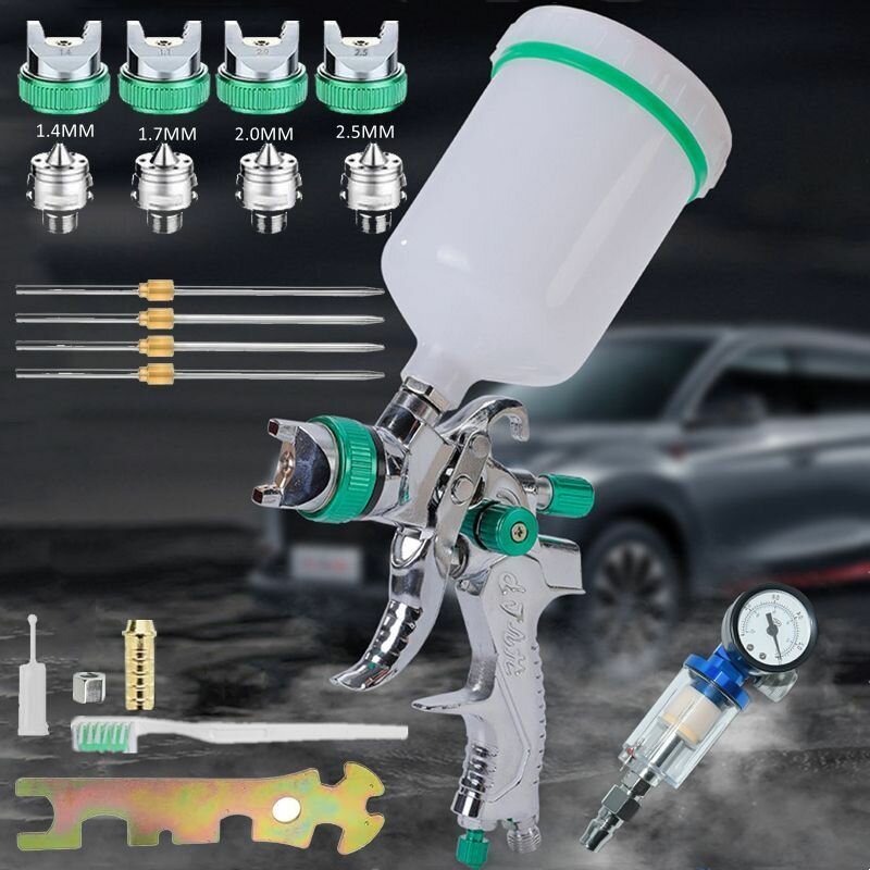 Инструмент для распыления краски с верхним баллончиком объемом 600 мл,1,4 + 1,7 + 2,0 + 2,5 Мм X N метров