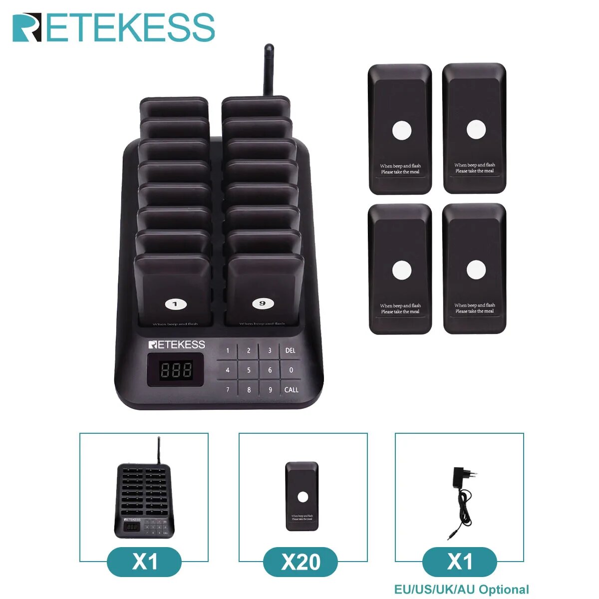 Ресторанный пейджер Retekess TD157, 1-20-Black