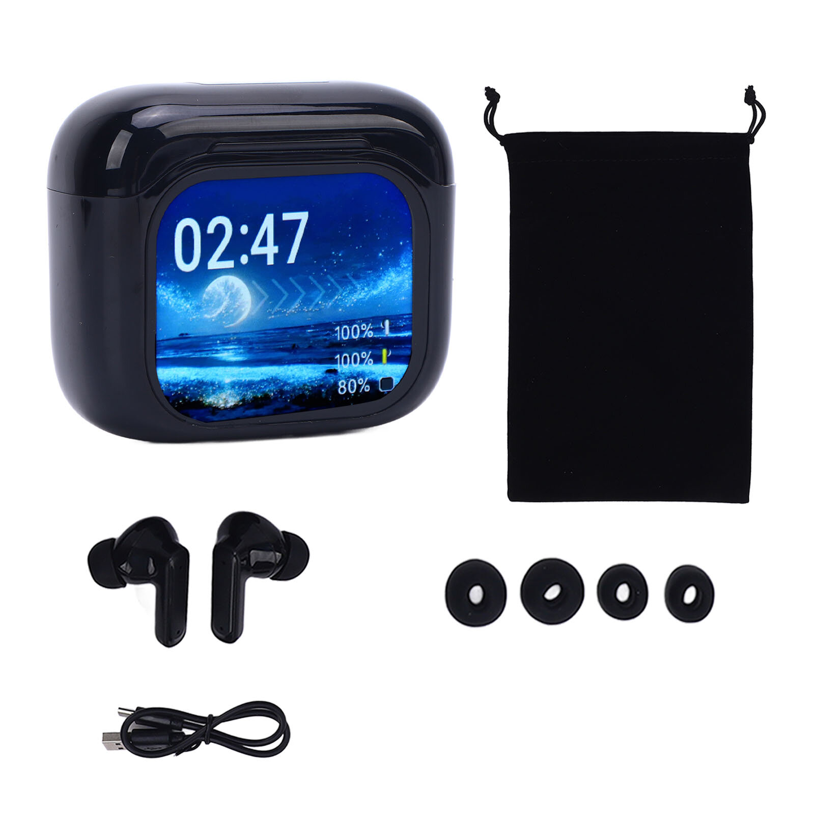 Языковой переводчик наушники 144 языка Bluetooth 5.4 Hifi в реальном времени переводы по переводу с цветом корпуса зарядки экрана для Travel Black