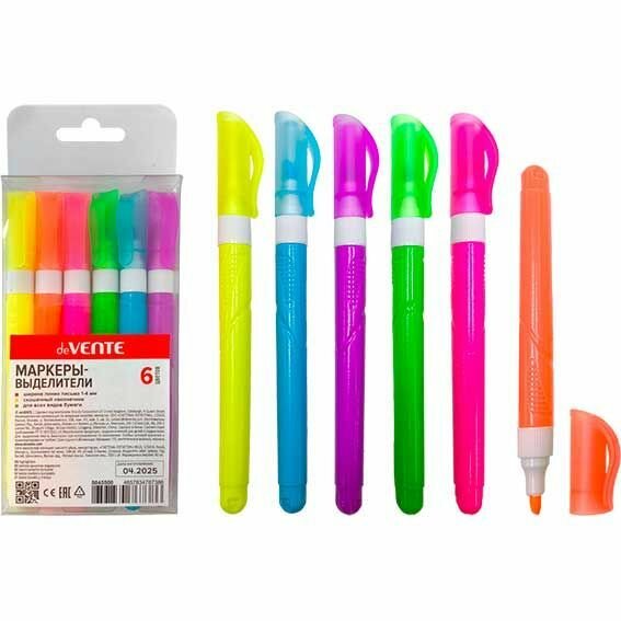 Набор текстовыделителей deVENTE Sirius, 6 цветов, скошенные 1-4 мм