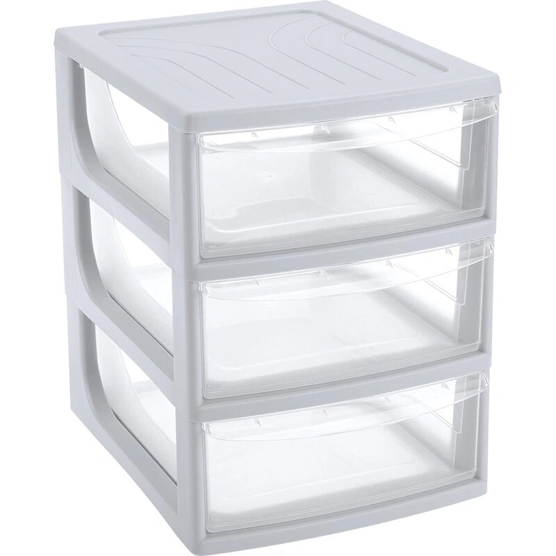 Бокс с выдвижными лотками А5 195х254х264мм 3выдв. отд, светло-сер. 433223730