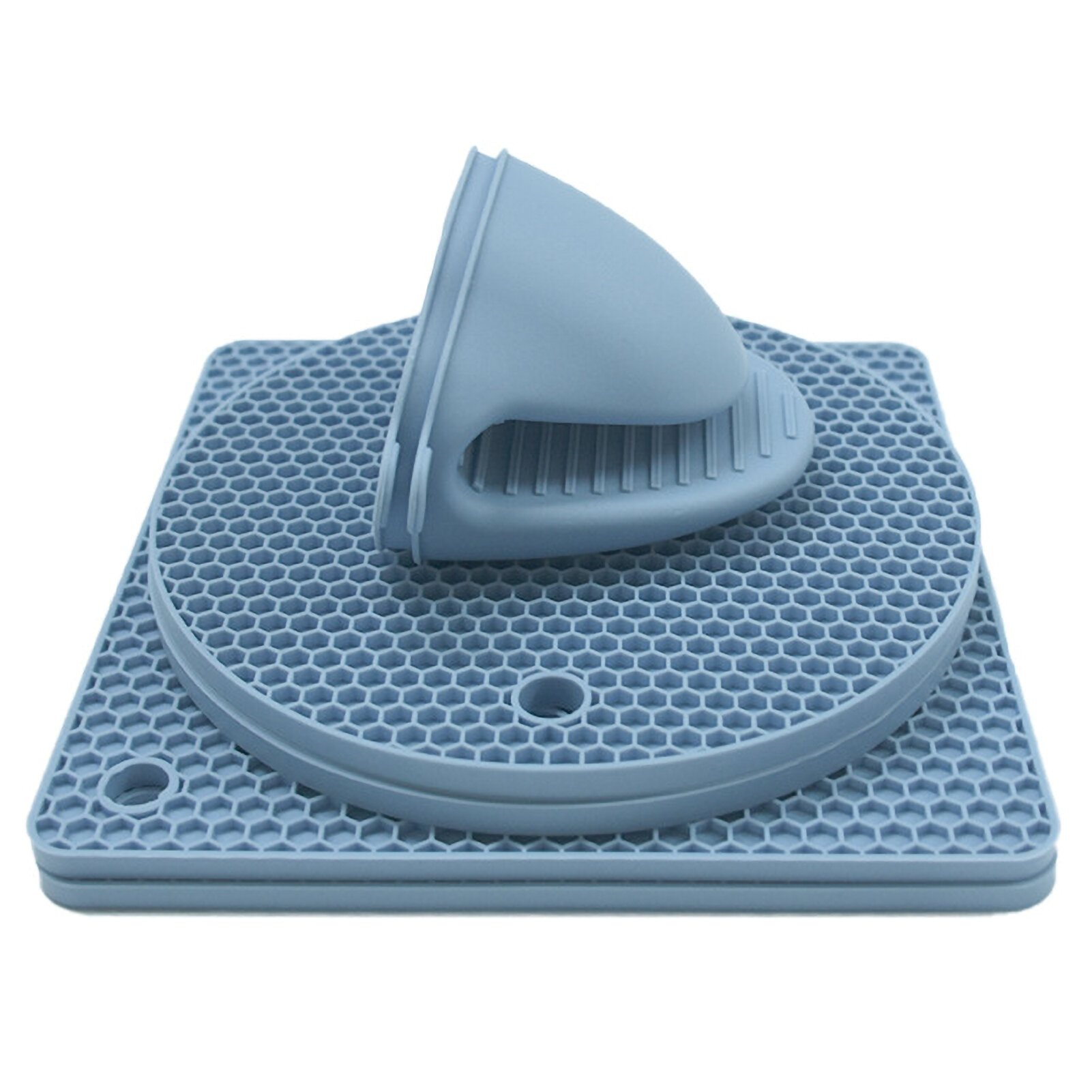 4PCS Подставки для Стола 2PCS Клещи для Духовки Нон-Слип Пад для Горячих Сковородок Силиконовые Рукавицы для Кухни Приготовления Обедов Микроволновки Выпечки Синий Силикон Температуростойкость -40~230℃ Современный Стиль Для Кухни Открытого Воздуха Размер