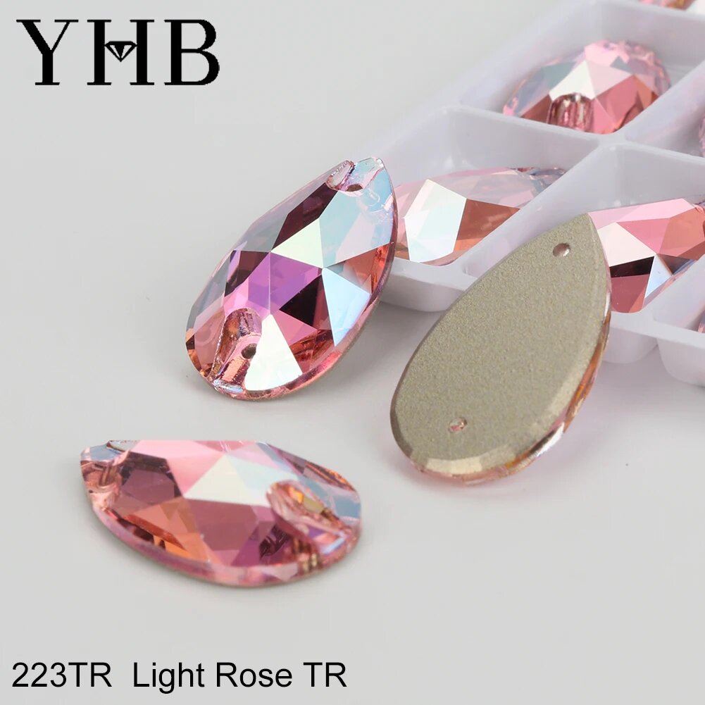 Стразы YHB 223TR Light Rose, розовые, 7x12 мм, 72 шт