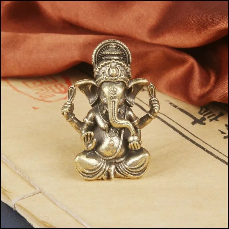 Медный настольный орнамент Ганеша, маленькая статуэтка