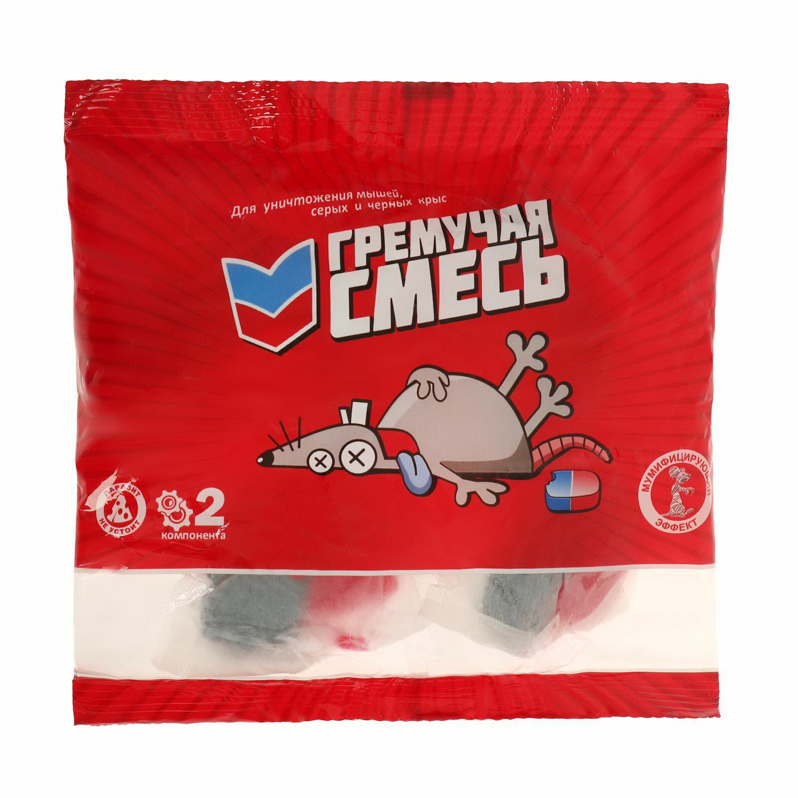 Тесто-брикеты от грызунов "Гремучая смесь", пакет, 100 г, форма средства: брикеты, 5 шт.