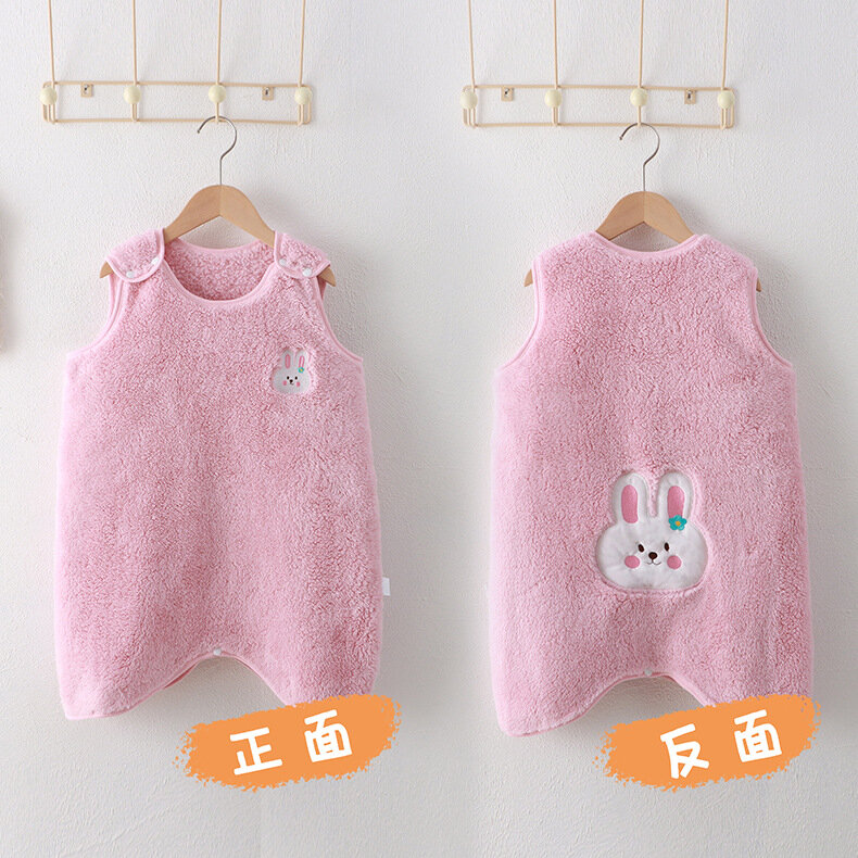 Детский безрукавный спальный мешок из кораллового флиса, стиль жилета для младенцев, анти-ударное одеяло, осенне-зимний флисовый подклад, теплый бесшовный халат для детей