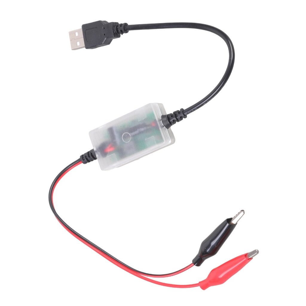 Зарядный кабель с зажимом USB с индикаторной лампочкой, подходит для аккумулятора 12 В