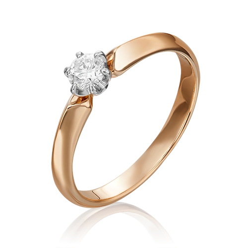 Кольцо, комбинированное золото, 585 проба, бриллиант