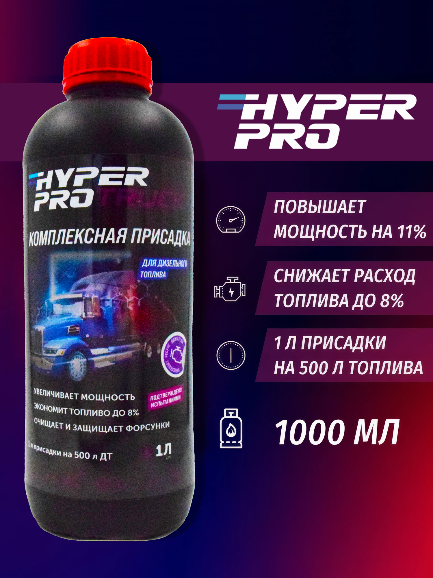 Присадка для грузовиков и тяжелой спецтехники комплексная 1л HYPER PRO TRUCK