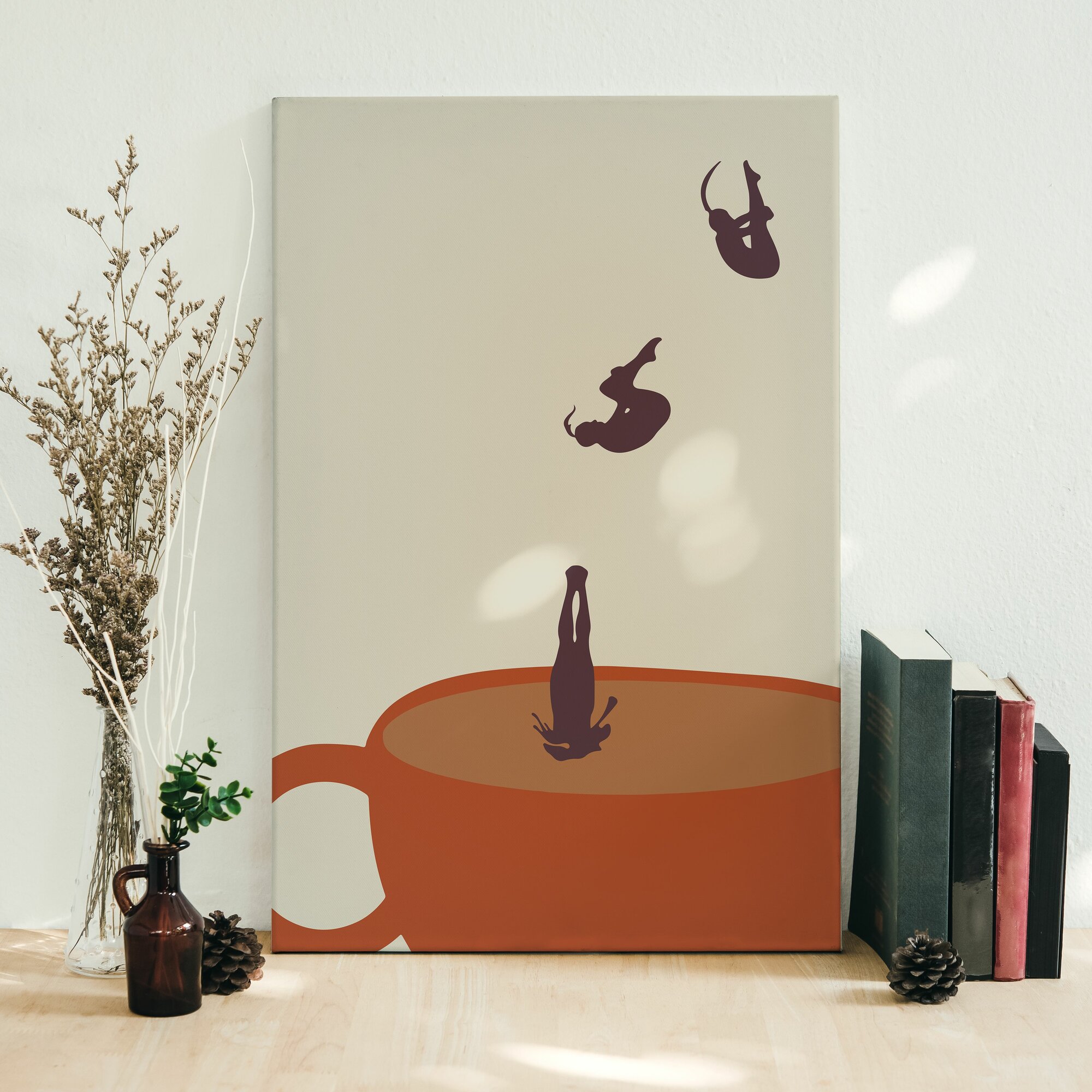 Интерьерная картина "Чашка кофе" на холсте, большая, размер 50 на 80/ 50х80 см