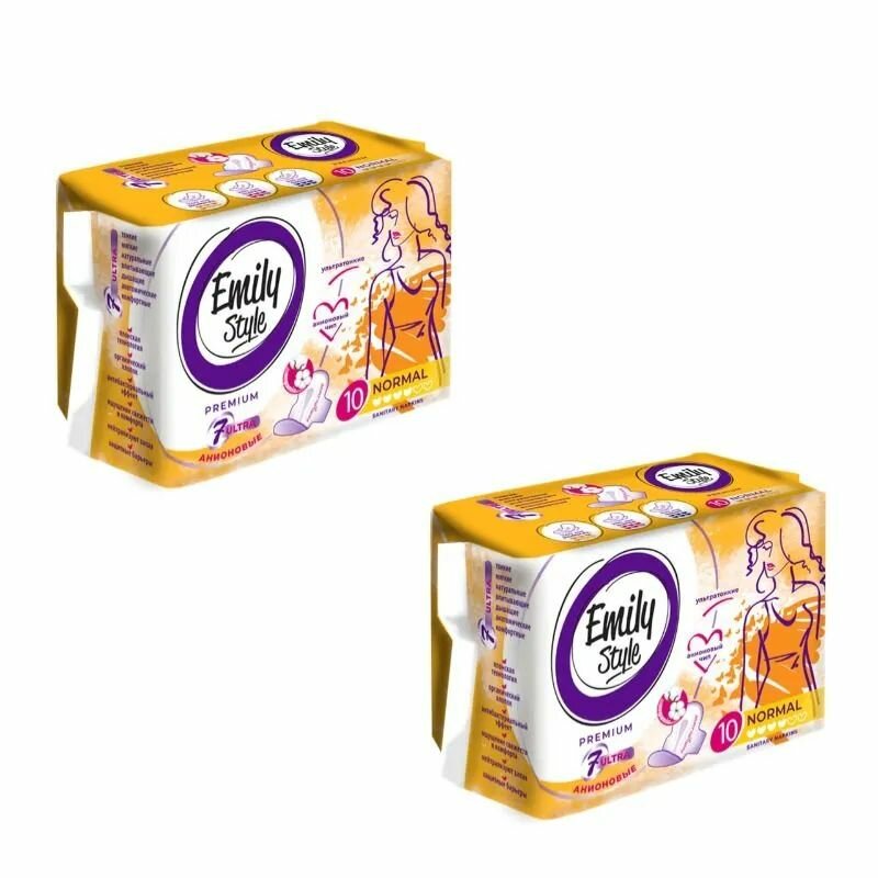 Emily Style Прокладки женские гигиенические Premium Normal, 10 шт в уп, 2 уп