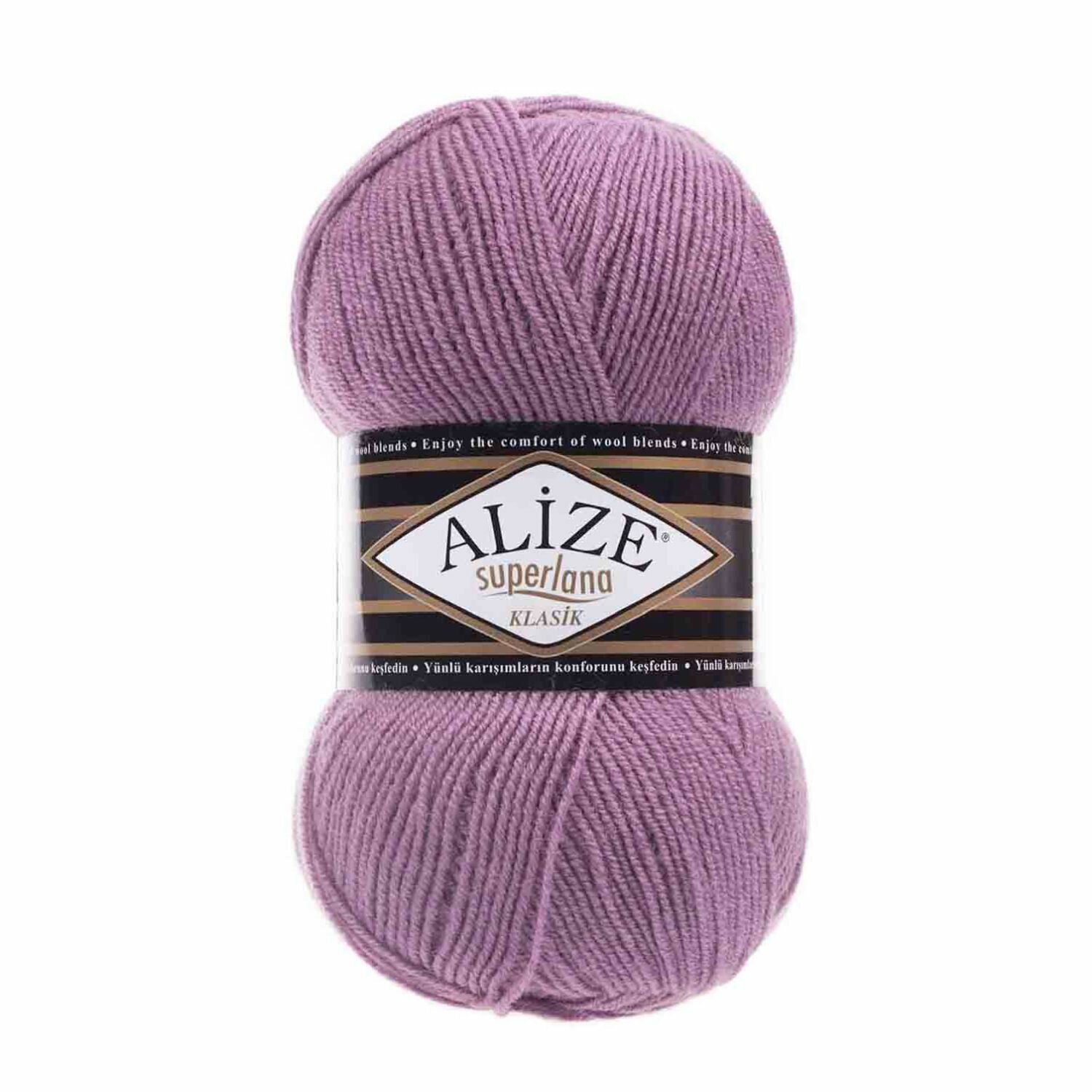 Пряжа ALIZE SUPERLANA KLASIK, увядшая роза - 28, 25% шерсть, 75% акрил, 5 мотков, 100 г, 280 м.