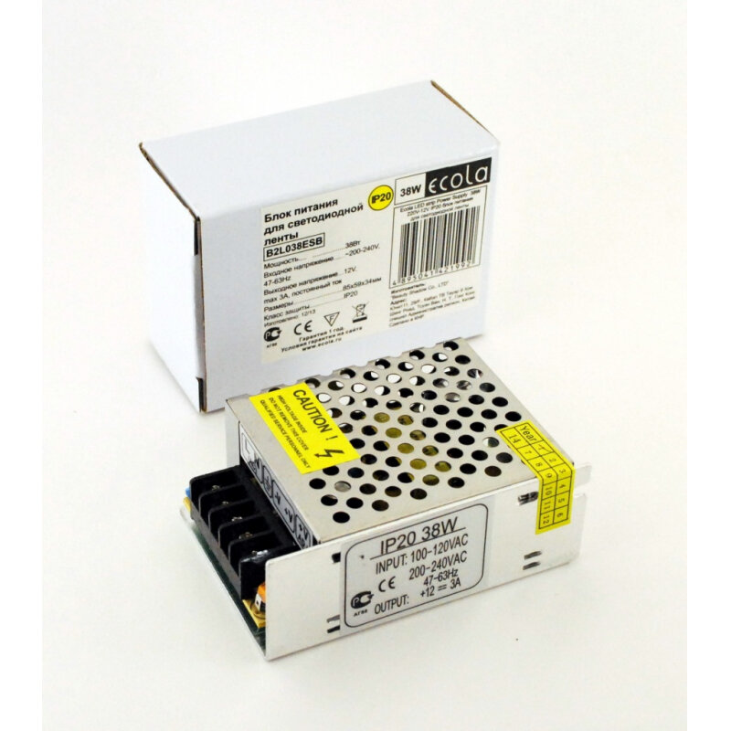 Ecola LED strip Power Supply 38W 220V-12V IP20 блок питания для светодиодной ленты