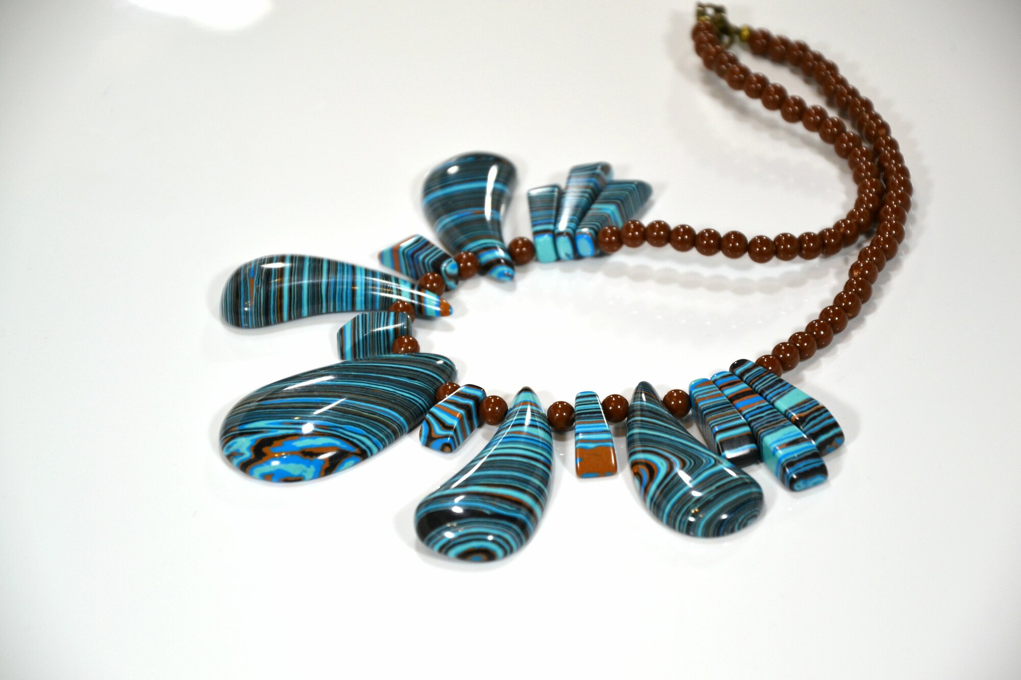 Колье, бирюза синтетическая