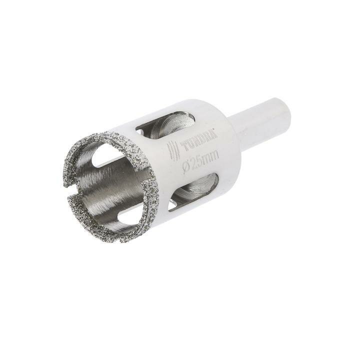 Сверло алмазное по стеклу и керамике тундра, трехгранный хвостовик, 25 х 65 мм