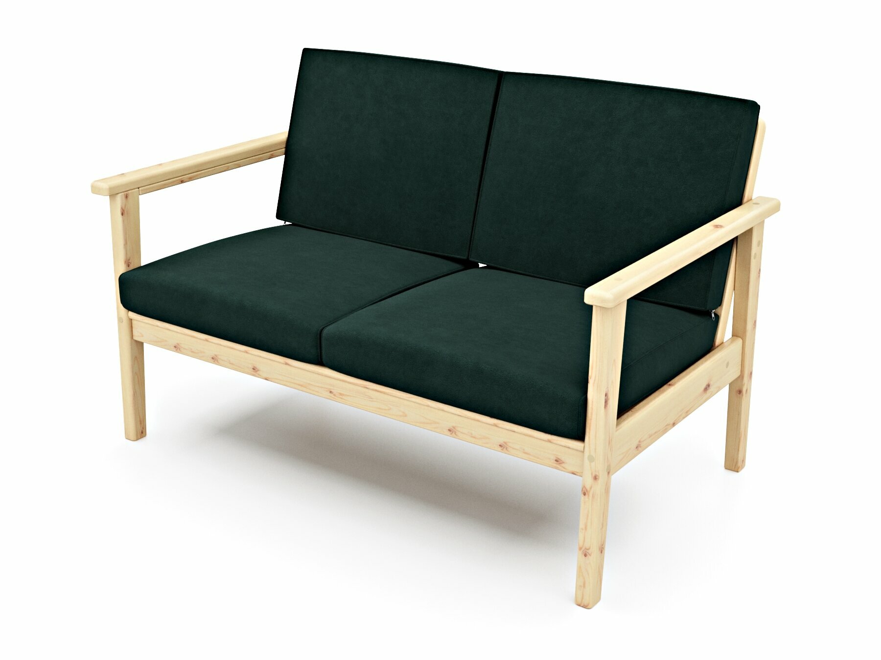 Садовый диван Arsko Лориан-М-С зеленый-сосна, велюр, массив дерева, кухонный, офисный, для кафе и бара, скандинавский лофт