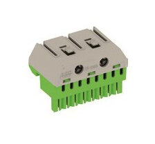 Клеммник самозажимной PE ABB LUC ZK82G, 8x4+2x25мм, зеленый, для монтажа на DIN-рейку