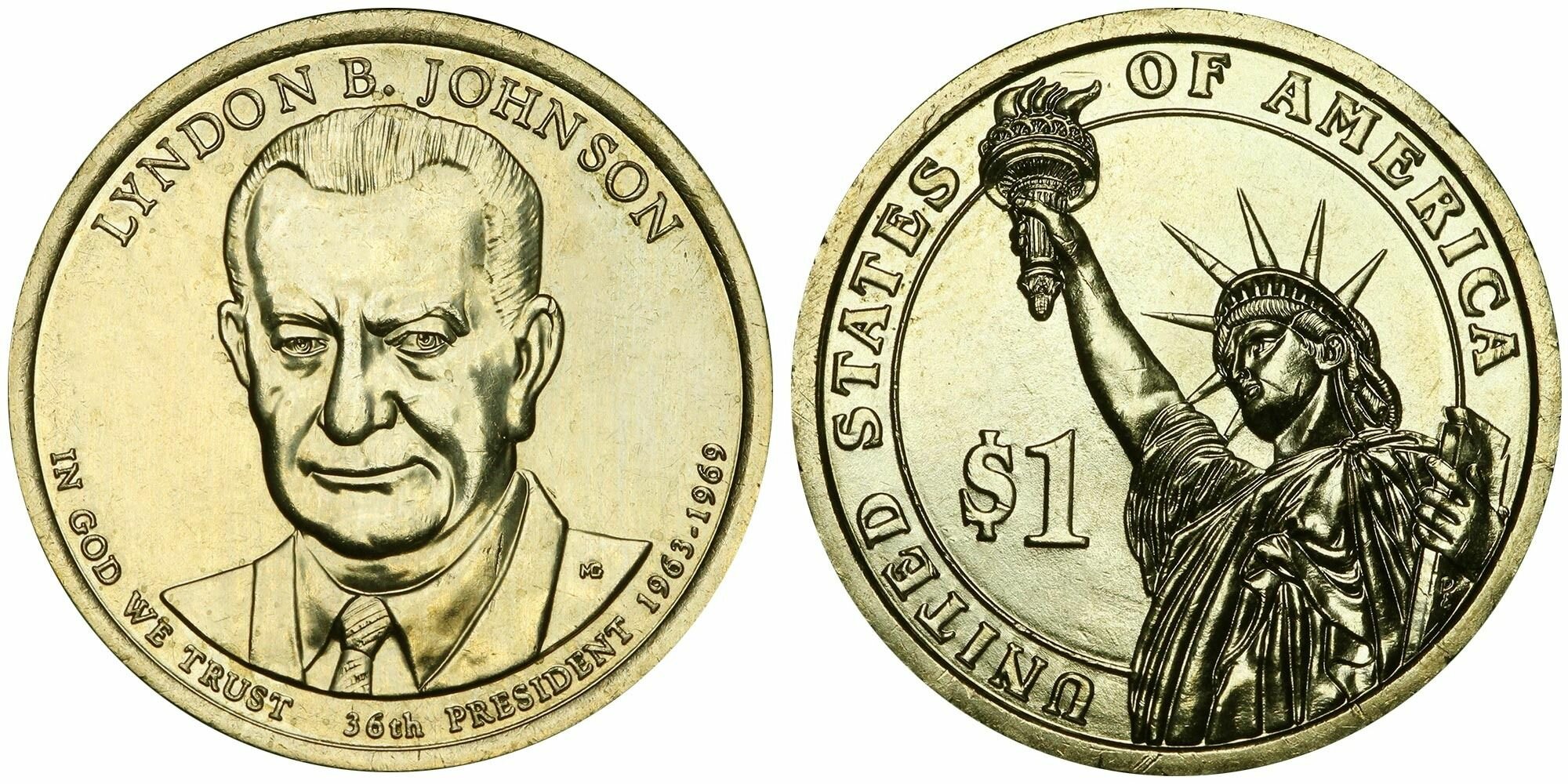 США 1 доллар 2015 Президент 36 - Линдон Джонсон (1963 1969)