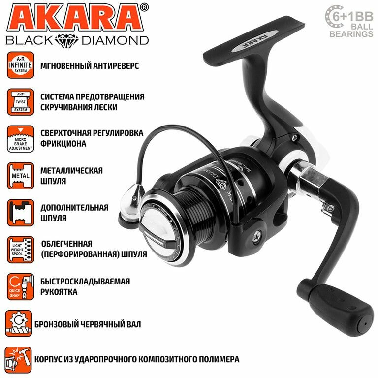 Катушка безынерционная Akara Black Diamond ABD1000-7