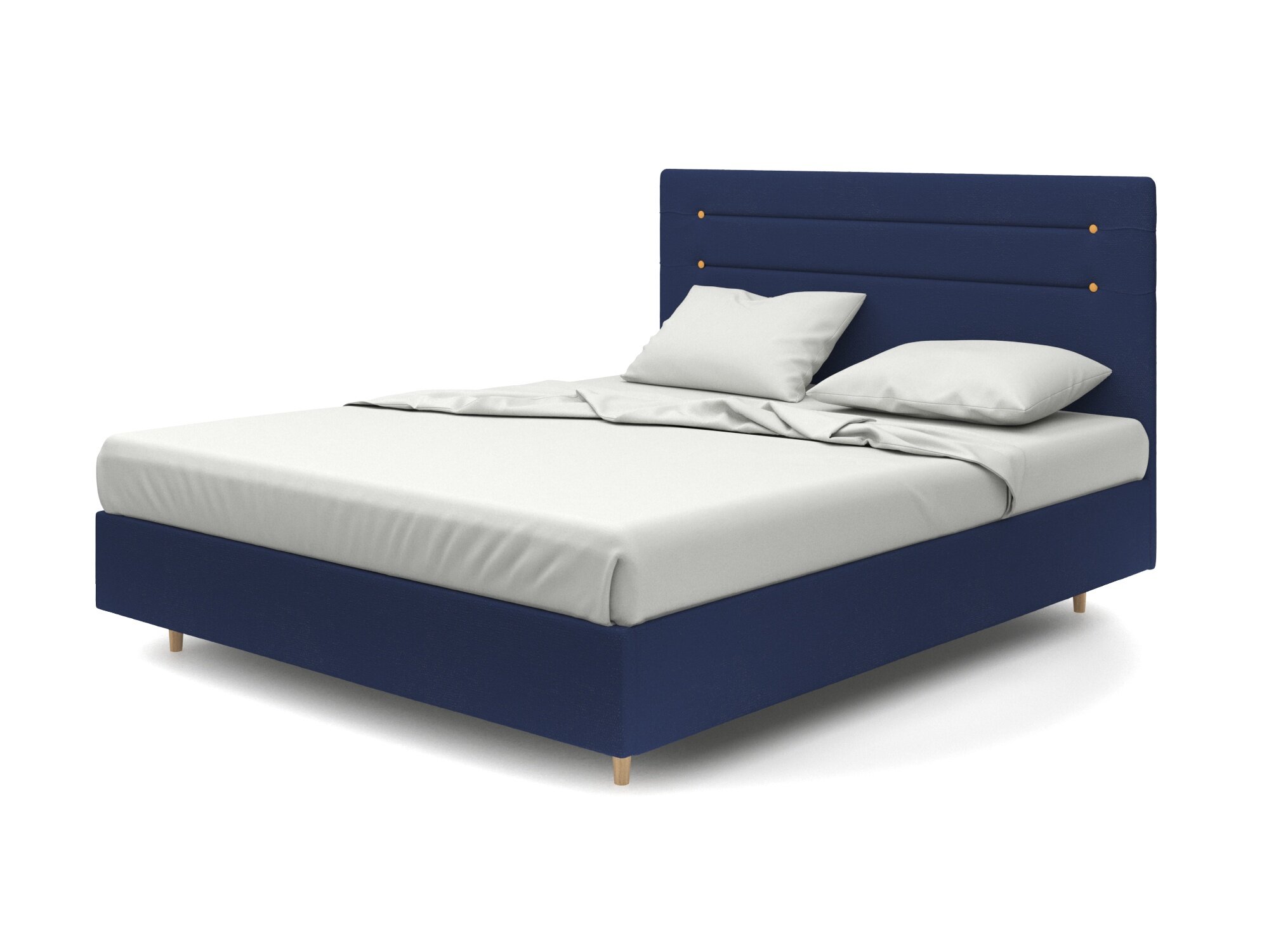 Кровать двуспальная Soft Element Серна 160х200 Dark Blue, с мягким изголовьем, с подъемным механизмом, с ящиками, велюр