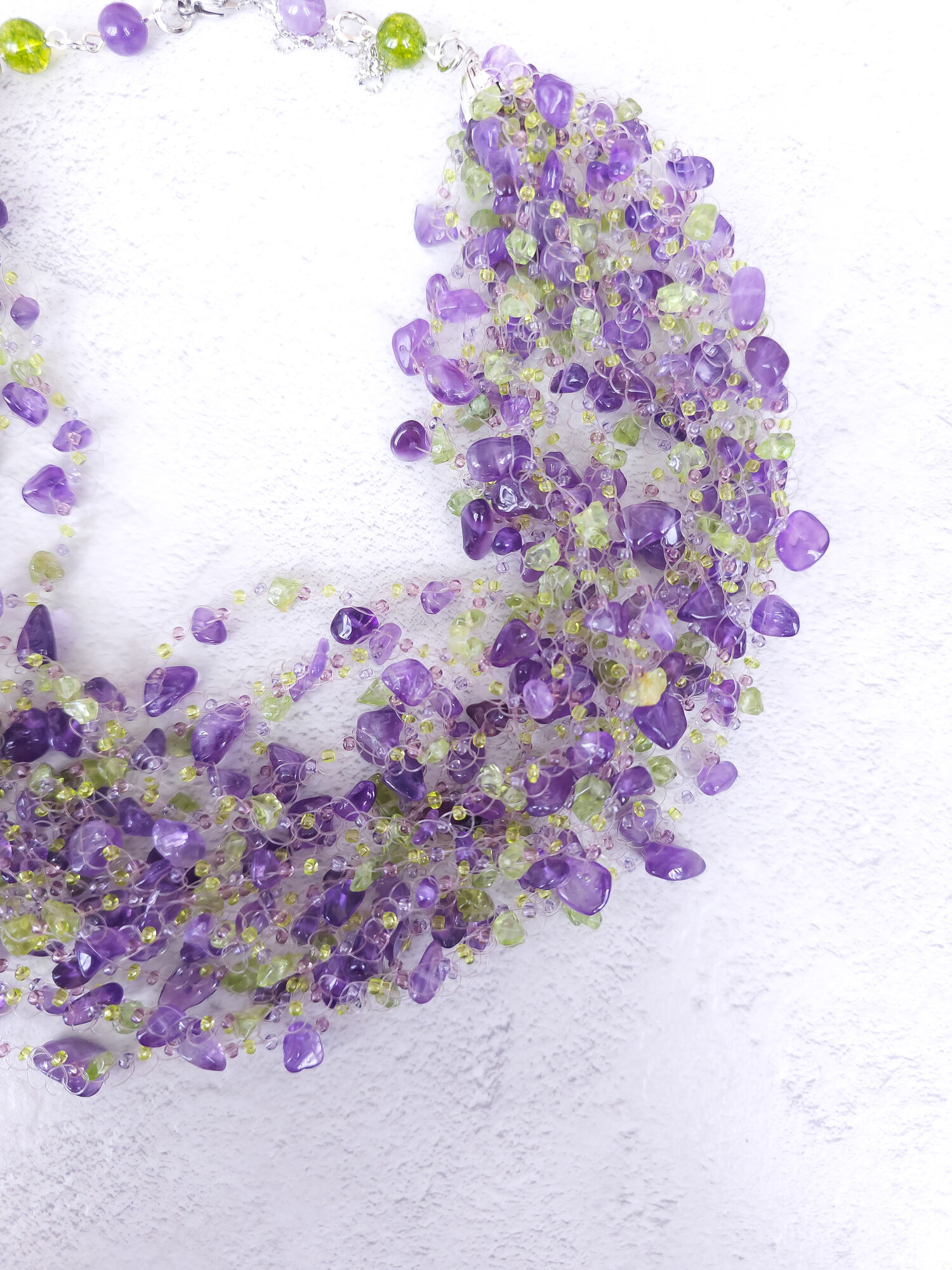 Колье, аметист, хризолит