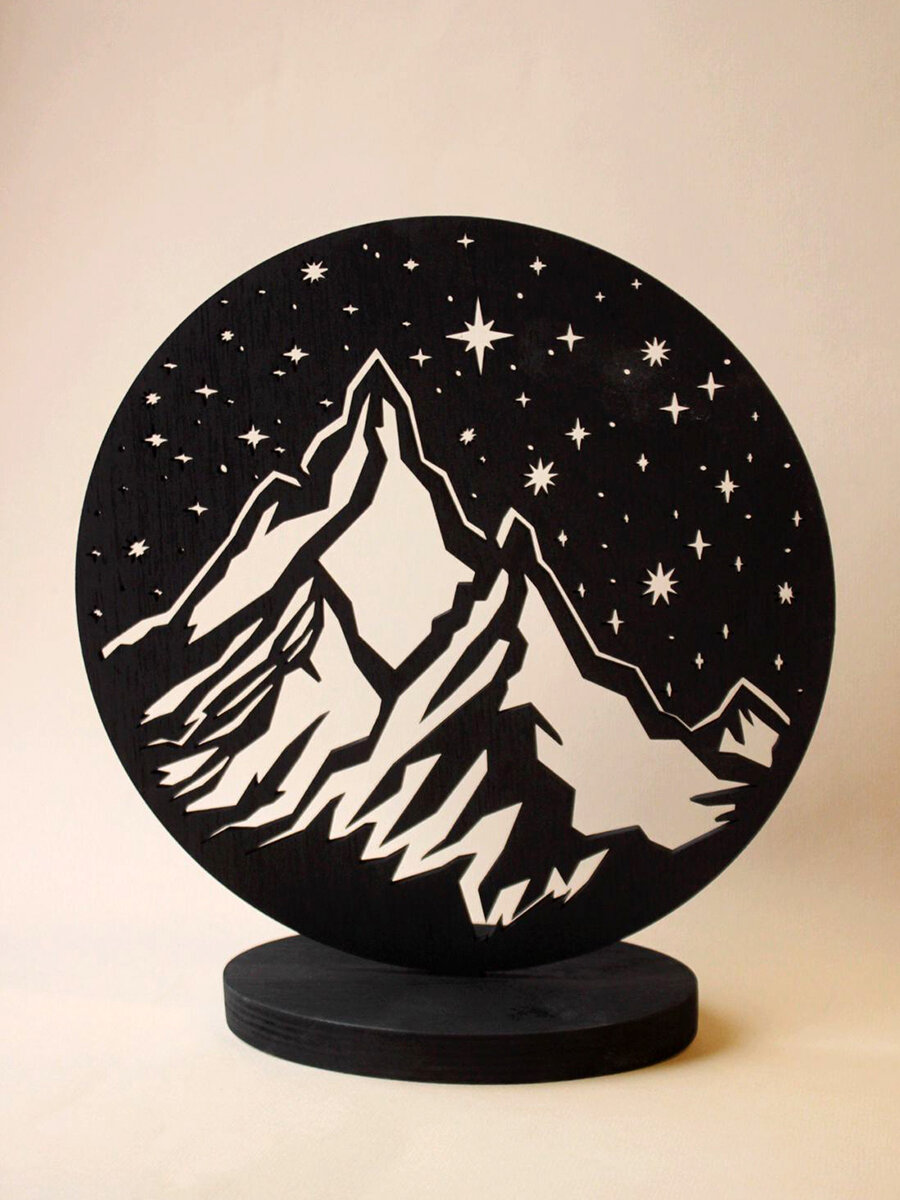 Декор для дома интерьера настольный Star Mountains из дерева от мастерской FrogDog