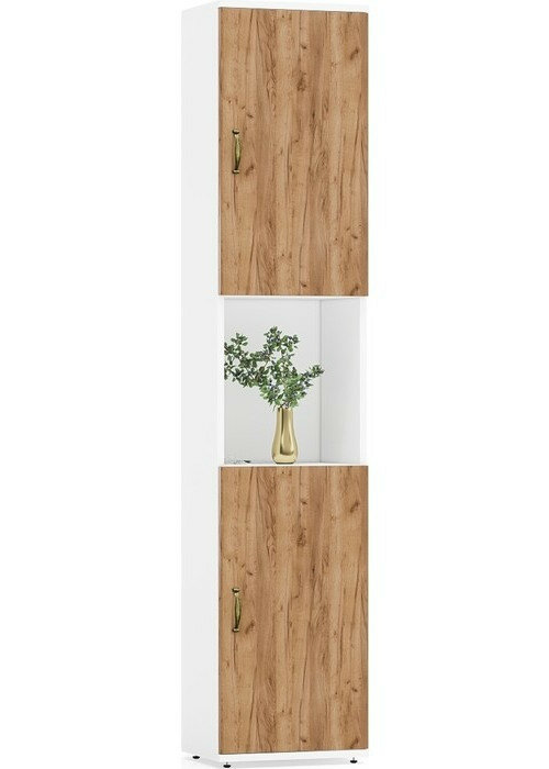 Шкаф пенал Лидер-8 белый/ дуб крафт золотой, размер ШхГхВ 40х30х190 см, универсальная сборка