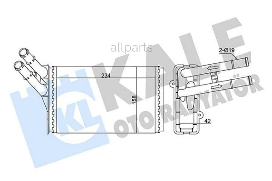 KALE 347370 Радиатор отопителя для а/м VW Passat B5 (96-)