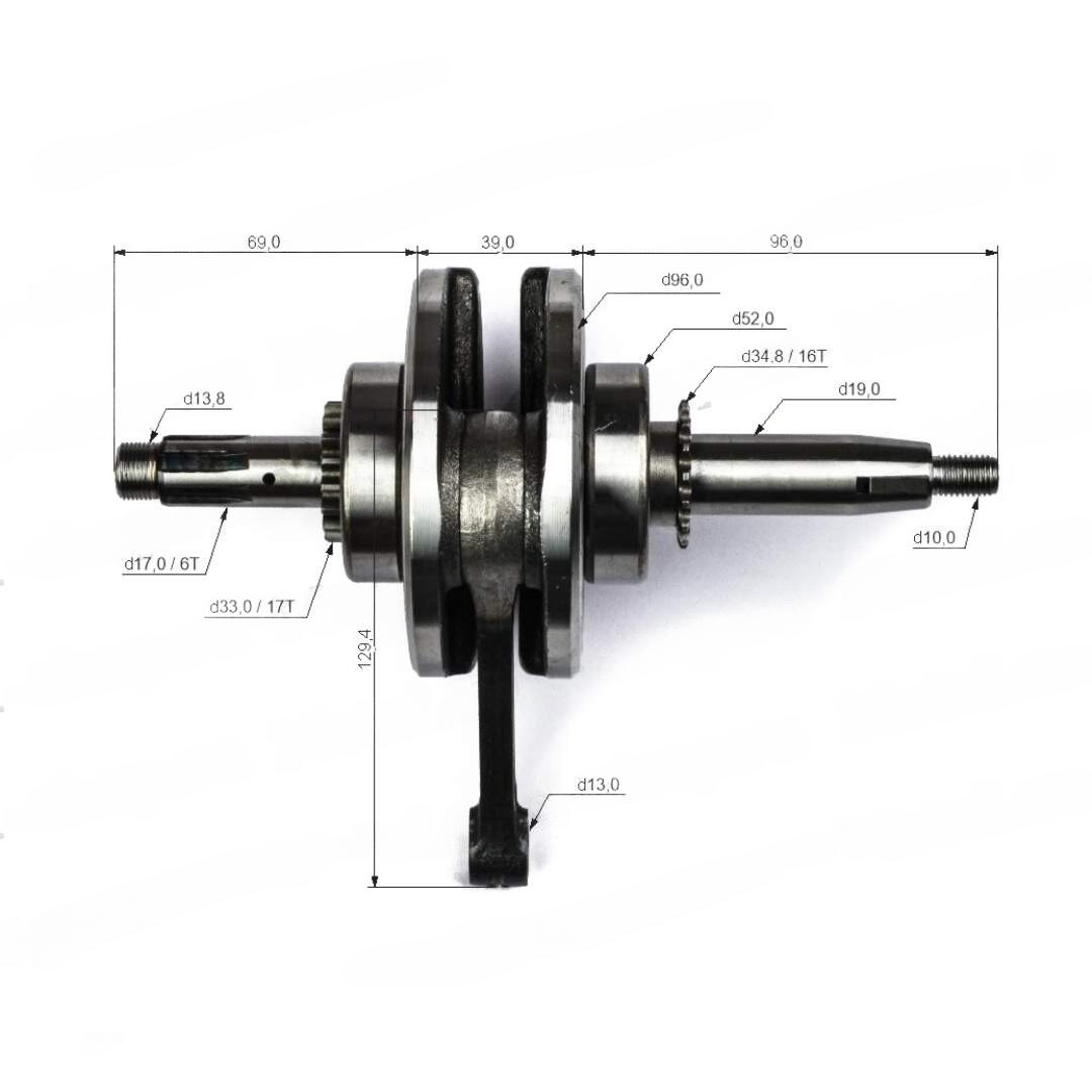 Коленвал 139FMB/147FMH на мопед Альфа/Дельта 50-70сс