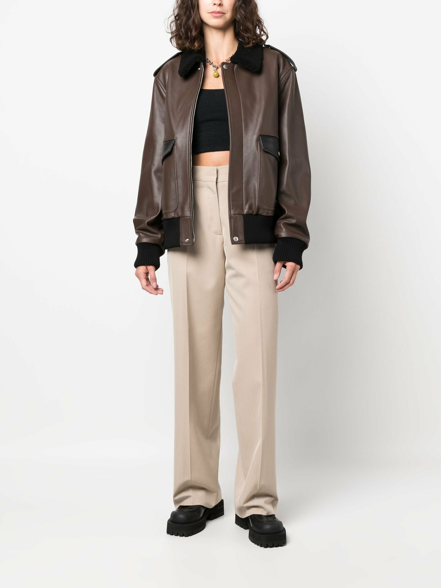 Куртка Palm Angels Racing Aviator, размер 52, brown — фото 1