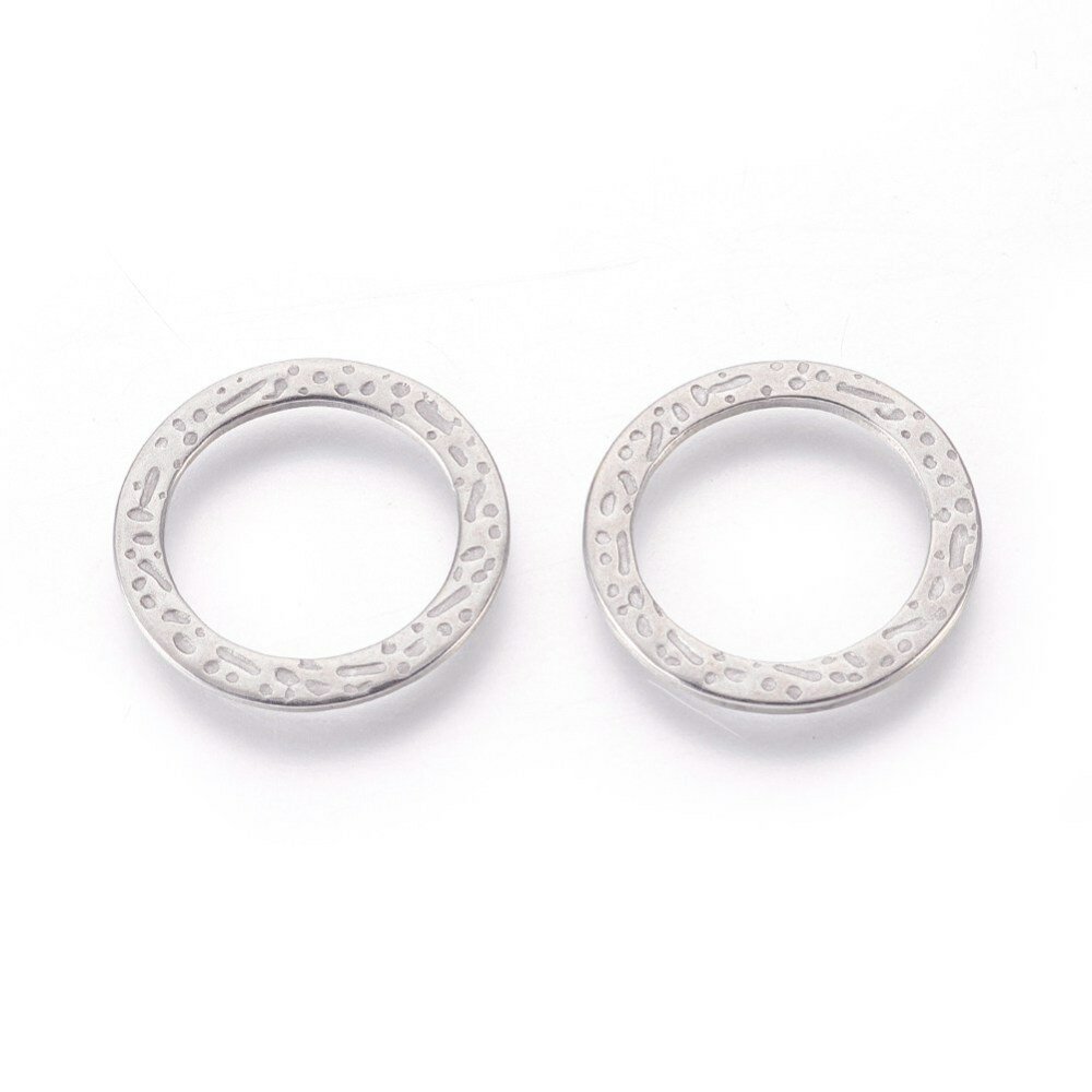 Коннектор, 15.3х0.8мм, узорное кольцо, базовый материал - нержавеющая сталь, без покрытия, 5 шт.