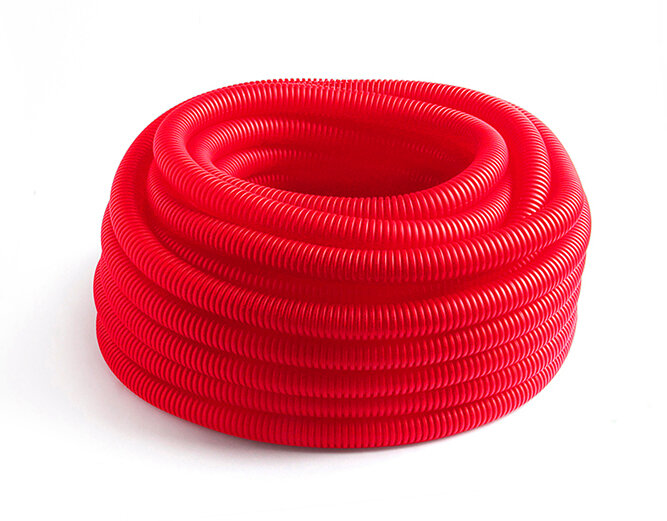 Кожух гофрированный красный 40 мм для труб диаметром 22-28 мм бухта \ 010м \